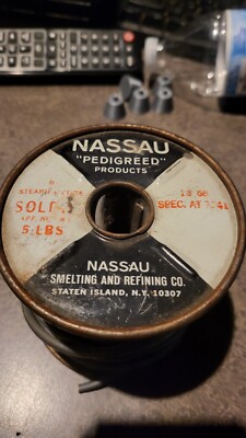 4lbs 9oz Nassau Solder 5068 SPEC AT 7241 B Stearine Core Vtg Bell ...