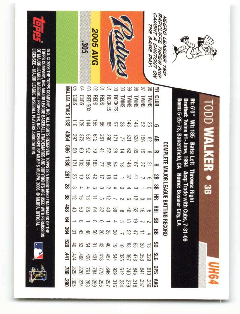 2006 Topps Update #64 Todd Walker NM-MT Padres | eBay