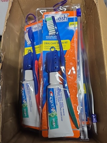 Toothbrush & Cover Travel Kit with Colgate Toothpaste (10 Pack) Exp 06/ ...