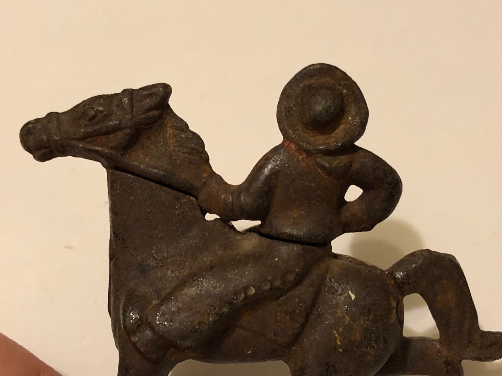 Antique Cast Iron Small Cowboy on Horse Rider Figure Grey Iron Co. | eBay