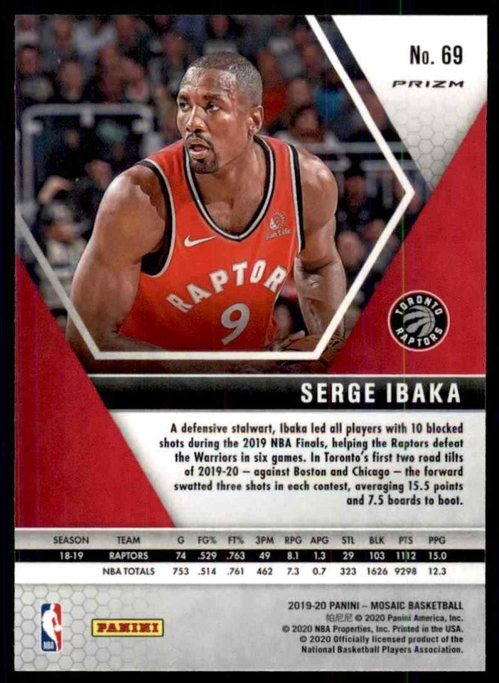 2019-20 Panini Mosaic Pink Prizm Sege Ibaka Toronto Raptors #69 | eBay