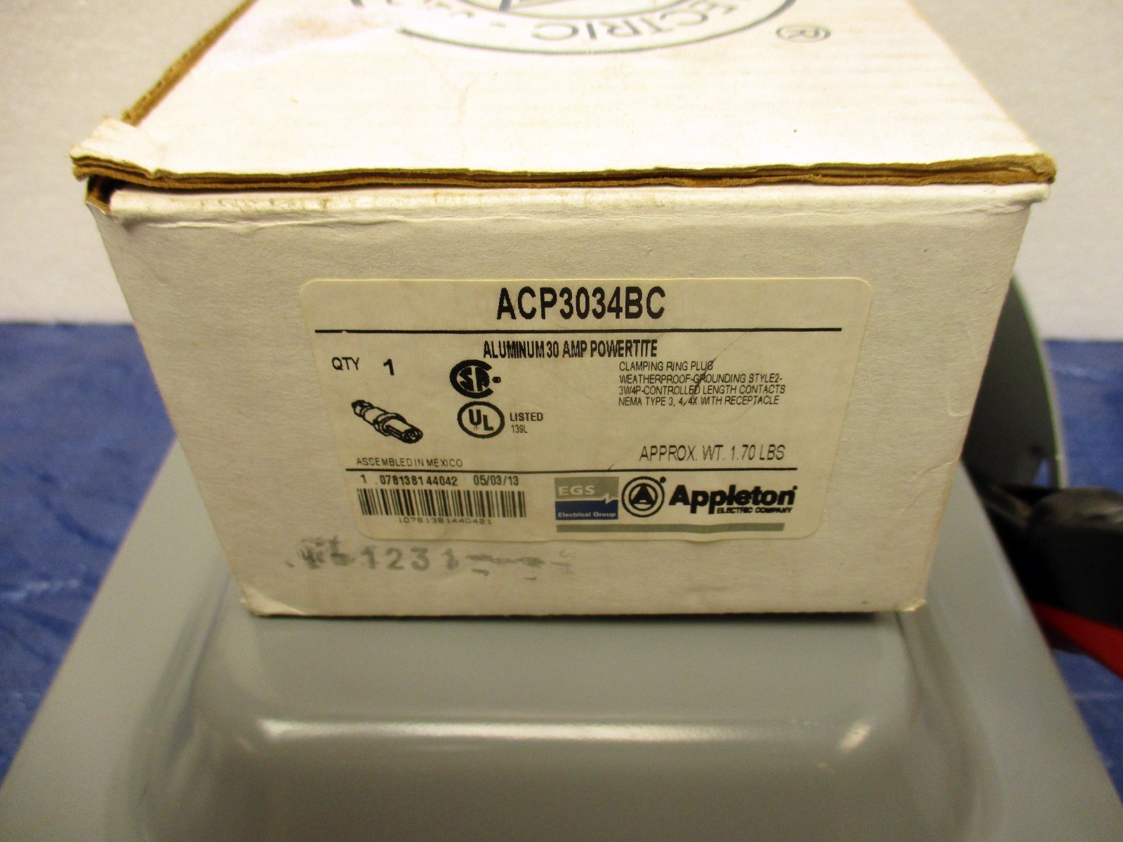 Square D 30A HU361AWA Safety Switch Includes Appleton ACP3034BC Plug ...