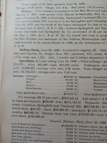 1890 Train Report CINCINNATI SANDUSKY & CLEVELAND RAILROAD Dayton Carey ...
