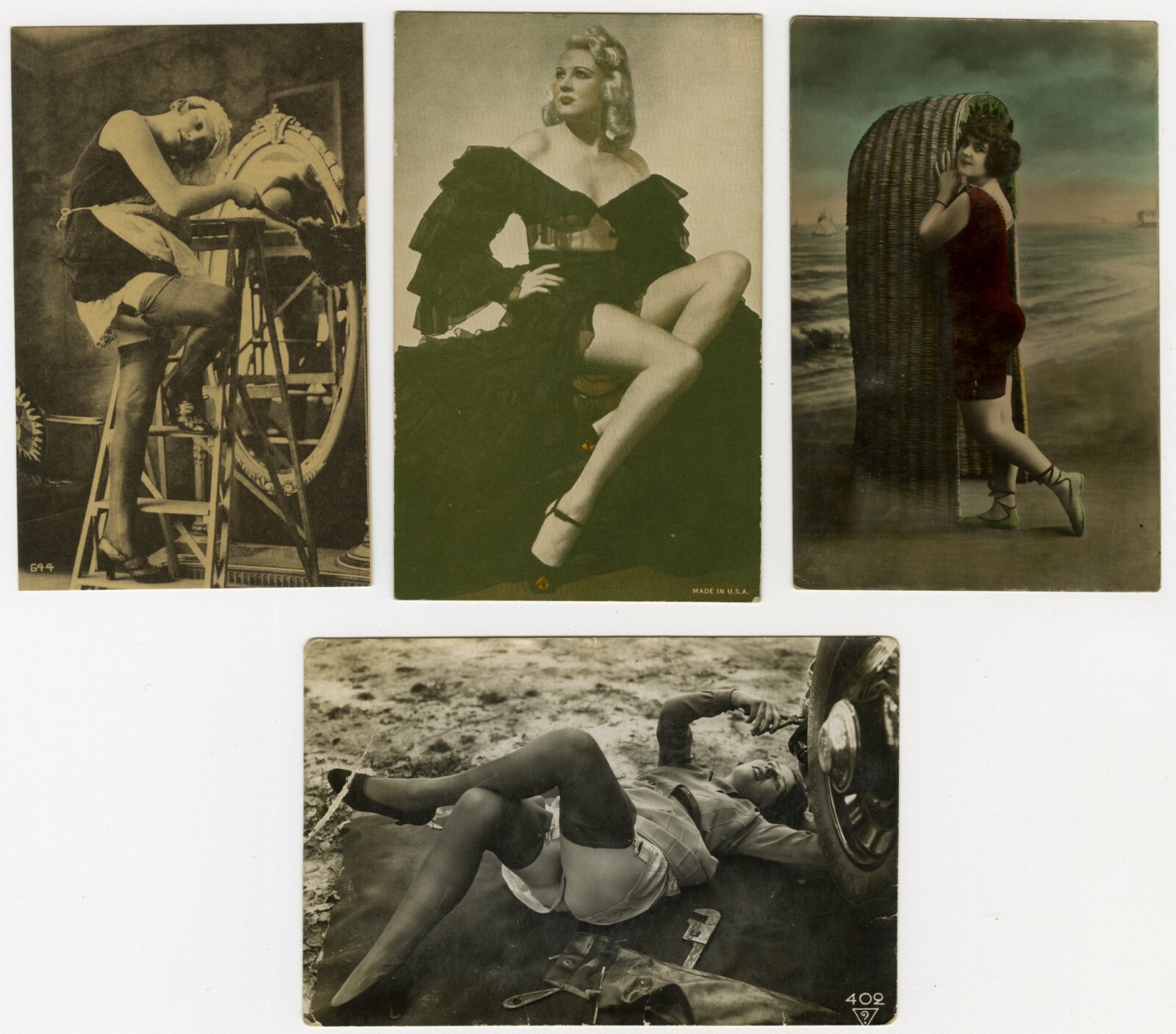 Lot of 4 1910s Vintage Risqué RPPC Pin Up Photograph Post Cards Leggy Flappers | eBay