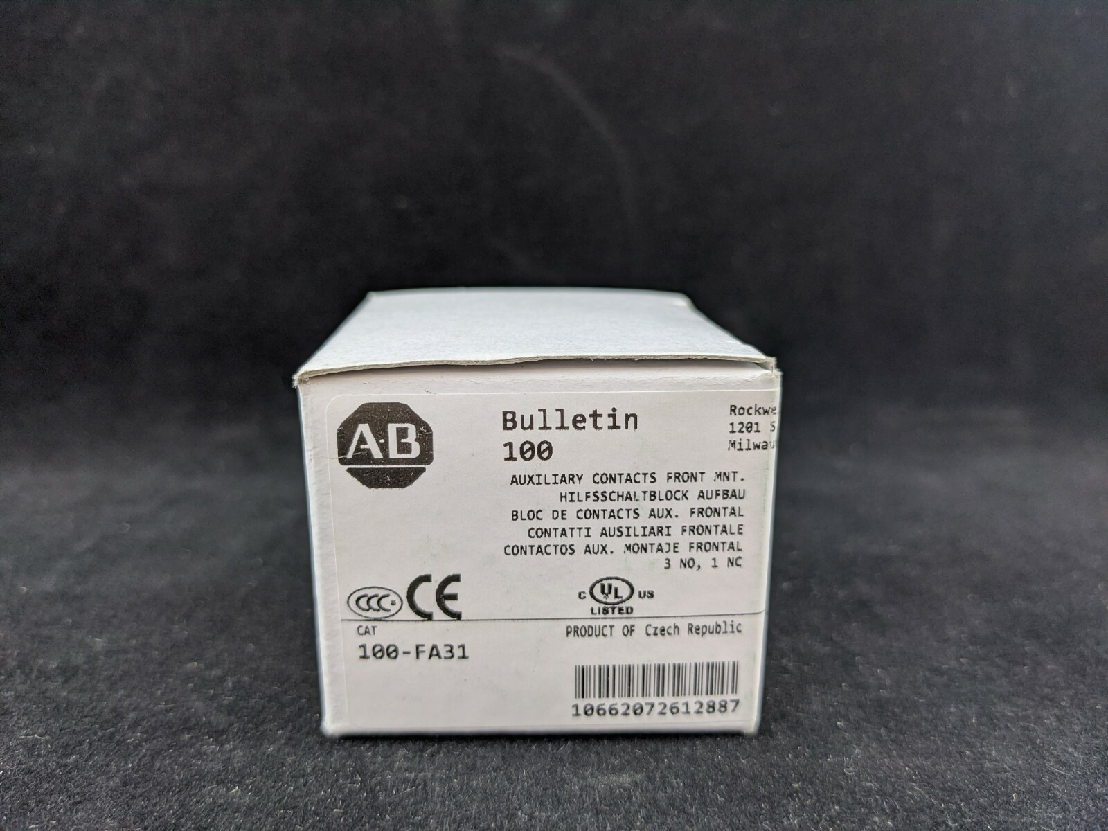 Allen Bradley 100-FA31 Auxiliary Contact Block Front Mount 3 N.O. - 1 N ...