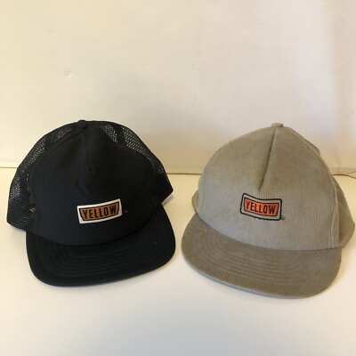 Set of 2 Vintage Yellow Freight Systems Trucker Hat Snap Back Trucking ...