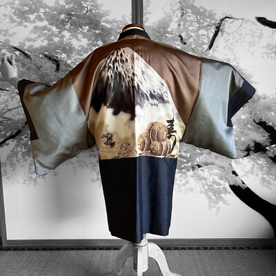 Unique Silk Jacket for Men: Vintage Haori with Mount Fuji Design with ...