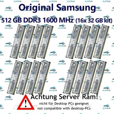 512 GB (16X 32 GB) LRDIMM ECC DDR3-1600 Supermicro X9DRG-QF X9DRH-7F ...