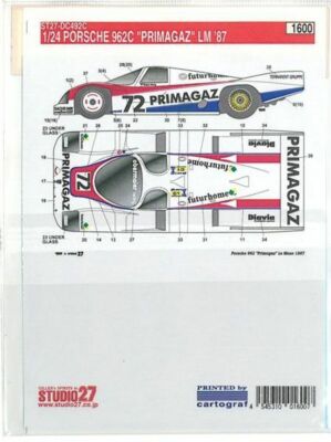 [ STUDIO 27 Decals ] 1/24 Porsche 962C "PRIMAGAZ" LM 1987 for Tamiya Jp ...