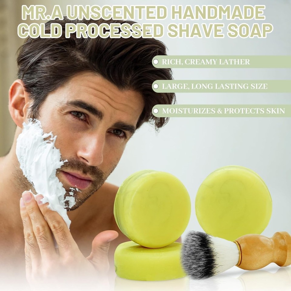 3Pack Shaving Soap for Men, Shaving Soaps Puck for Sensitive Skin ...