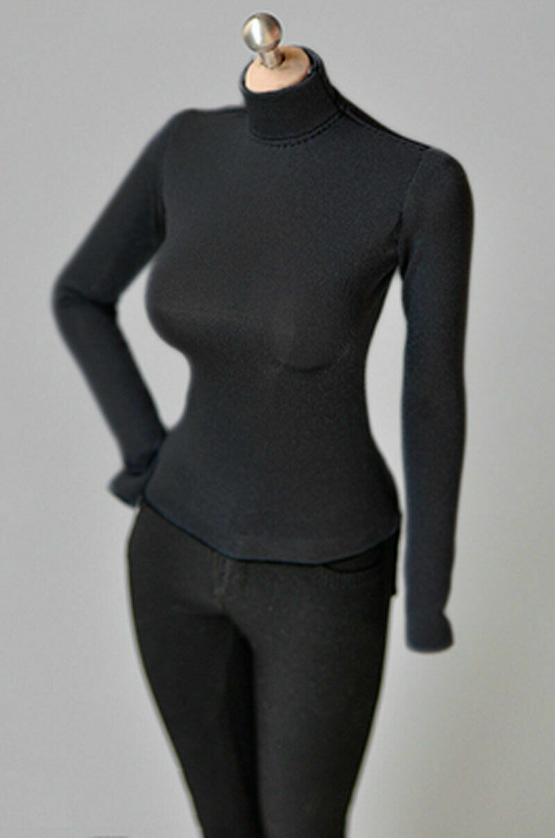 Black 1/6 Scale Tight Bottoming T-shirt Model for 12" TBL Female Body ...