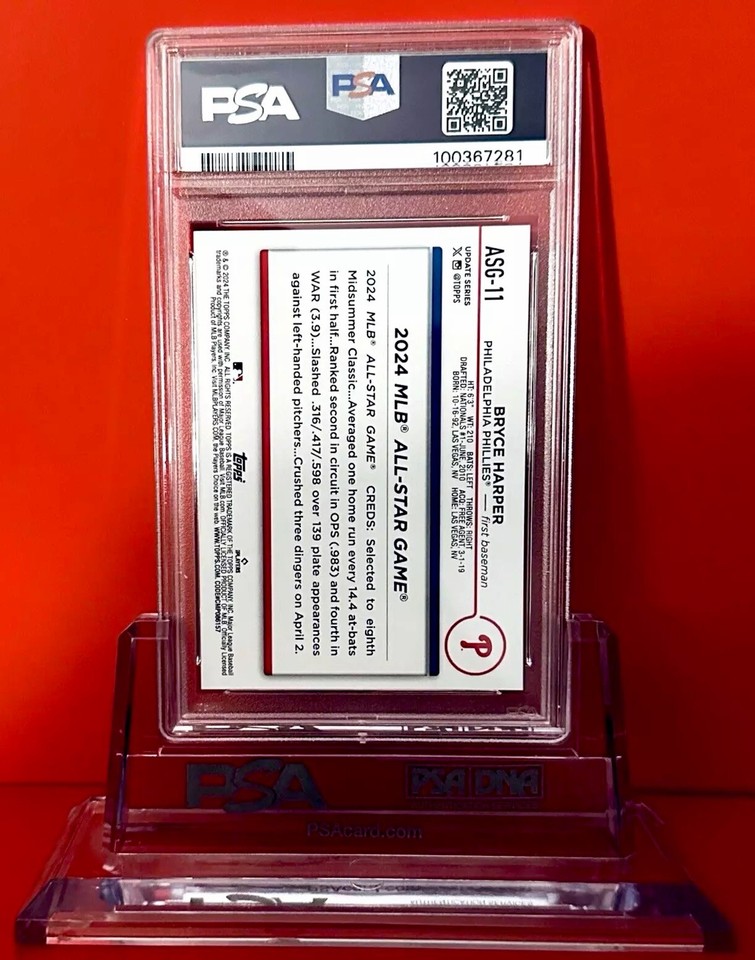 Bryce Harper PSA 10 - 2024 Topps Update Series - 2024 All-Star Game # ...