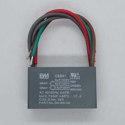 New CBB61 4uF+4uF+2.5uF 300V/250V AC 5 wire BM Capacitor for Ceiling ...