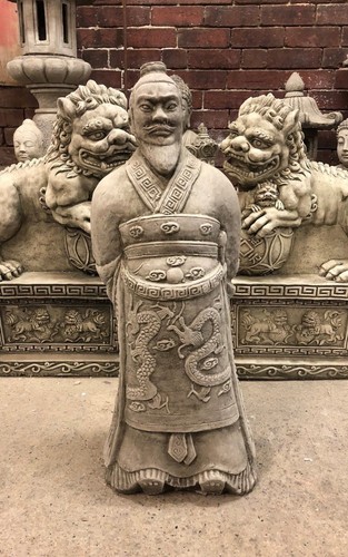 Zhan Shi samurai stone garden ornament chinese warrior oriental statue ...