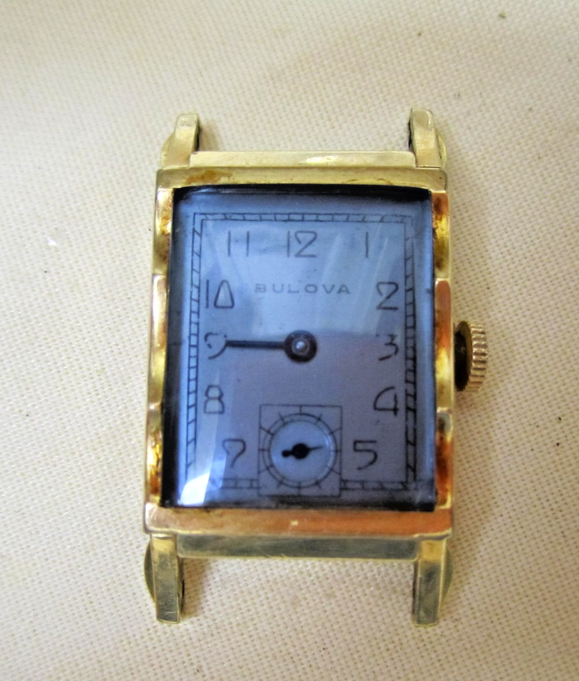 Vintage BULOVA USA 10K Gold Filled Watch 21 Jewels 7AK Art Deco Tank ...