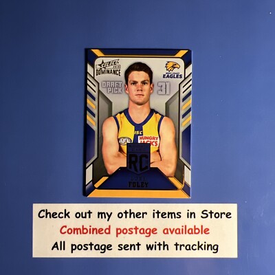 2019 AFL SELECT DOMINANCE ROOKIE RC31 LUKE FOLEY WEST COAST EAGLES #043 ...