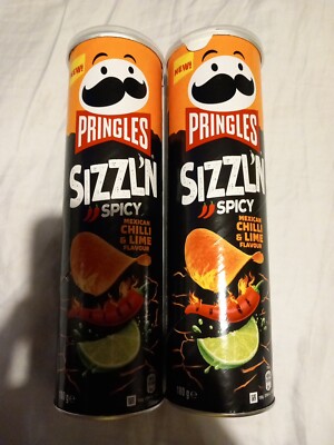 2 tubs of NEW Pringles Sizzlin Spicy Hot Mexican chilli Lime BB05/24 ...