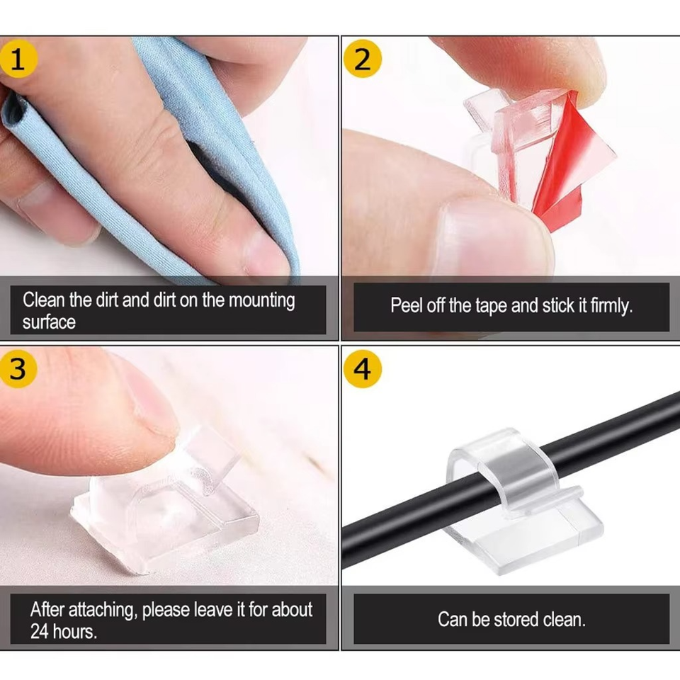 Self Adhesive Cable Clips Mounts Wire Conduit Tubing Nylon Sticky Pads ...