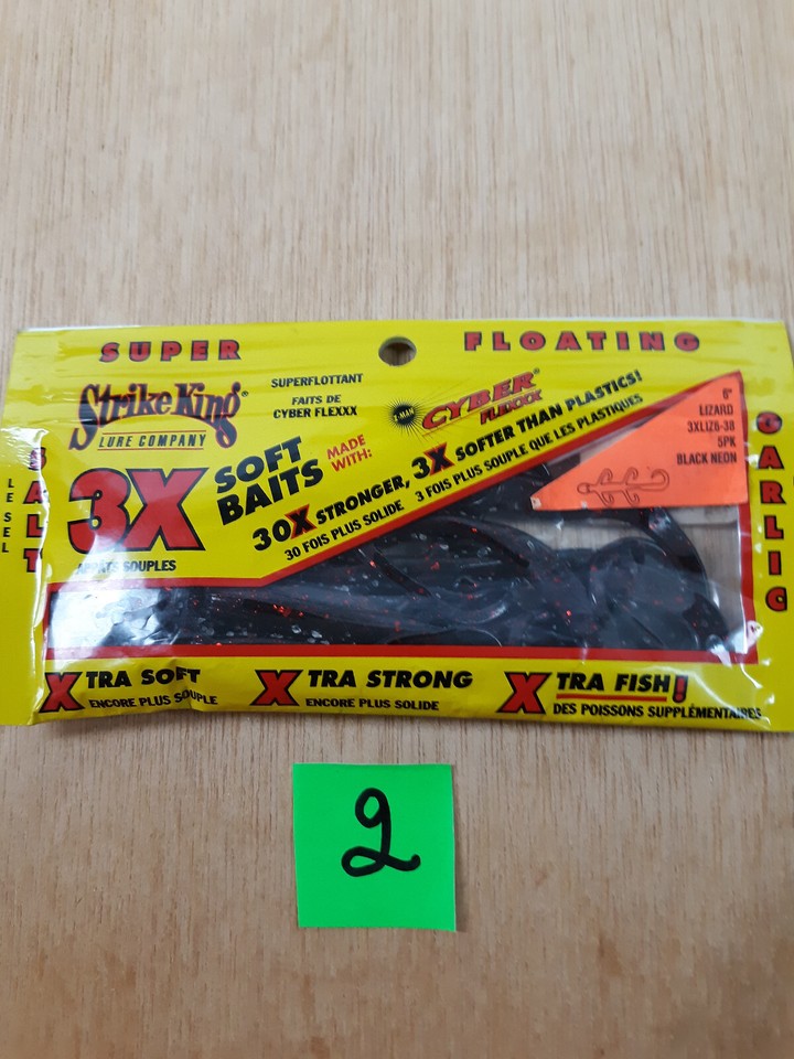 Strike King 3X Super Floating 6" Lizard 5 Count PaK. 8 Colors Garlic ...