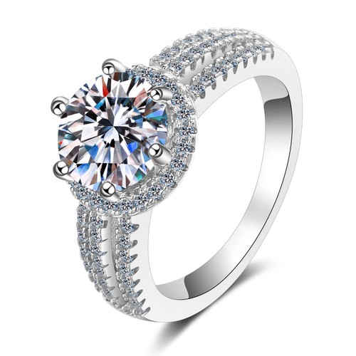 GRA Certificated 3Ct Moissanite Engagement Ring VVS1 D Color 925 ...