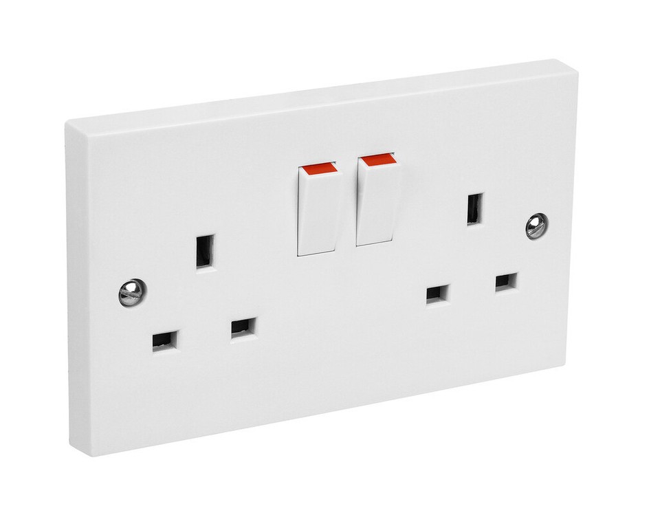 13A DOUBLE Power SOCKET WALL SWITCHED 2 Gang PLUG USB Faceplate back ...
