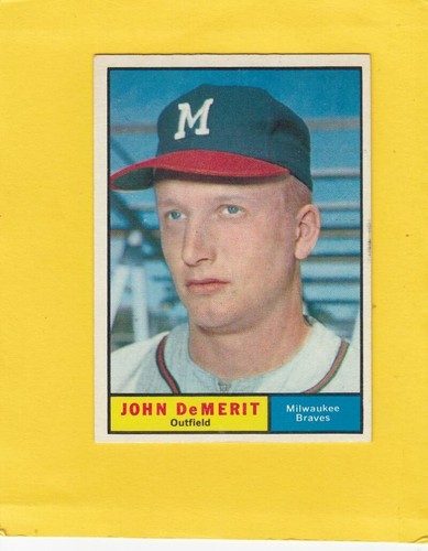 1961 Topps #501 John DeMerit Milwaukee Braves EX/NM RC Lot # 17565 | eBay