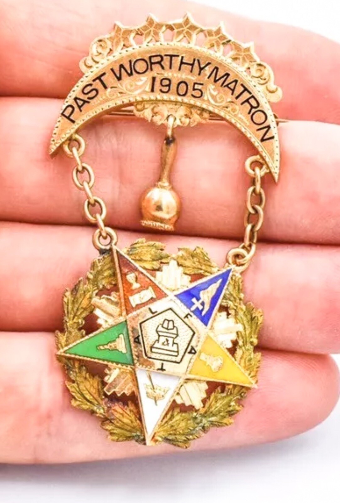 14k Gold 1905 Free Mason Past Worthy Matron Order Of The Eastern Star ...