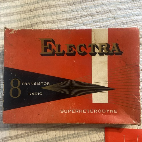 Vtg Electra 8 Transistor Radio Superheterodyne Original Box Accessories ...