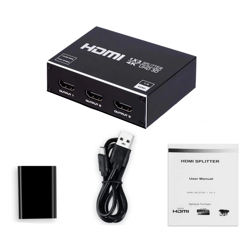 1x3 HDMI Splitter 1 in 3 Out HDMI 1.4b Splitter Audio Video Splitter ...