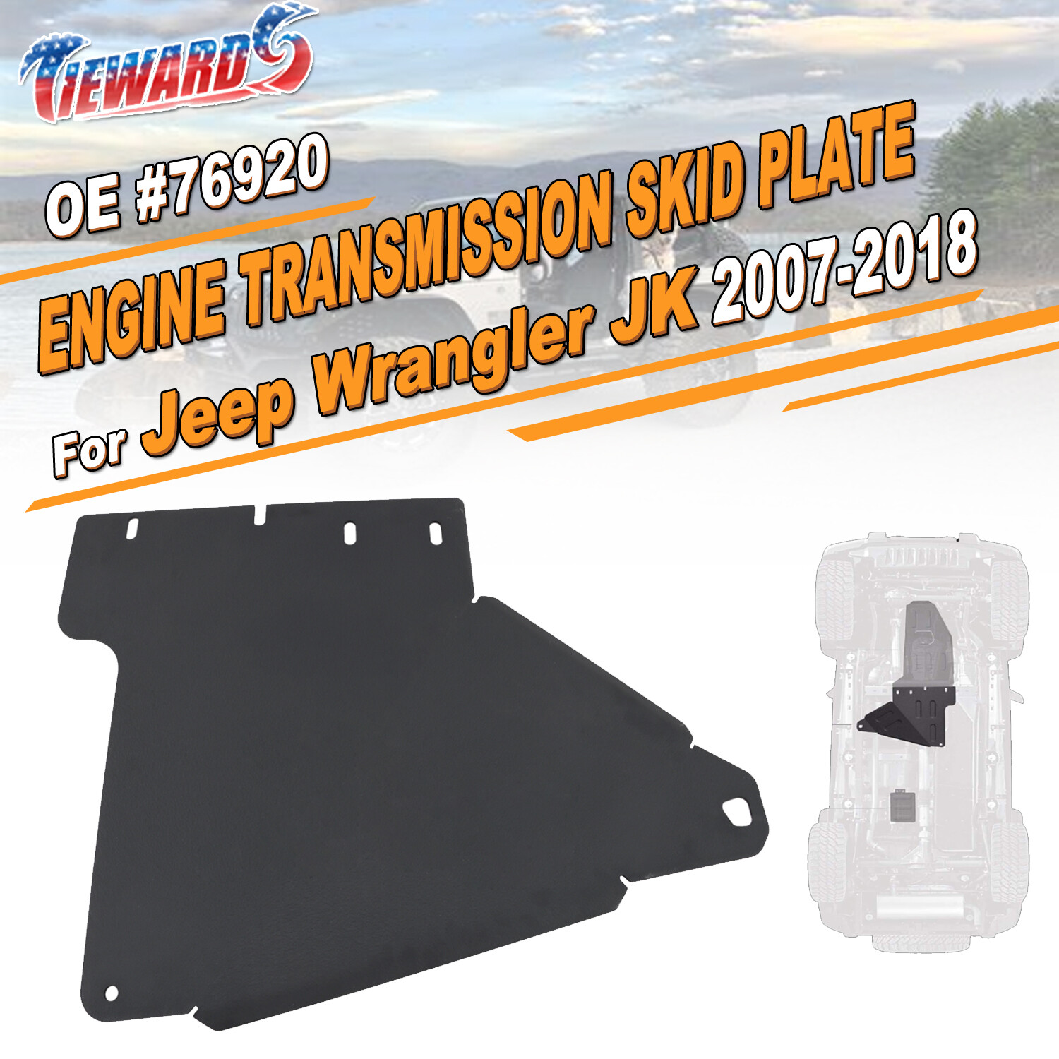 Tiewards Engine Transfer Case Skid Plate for 07-18 Jeep Wrangler JK JKU ...