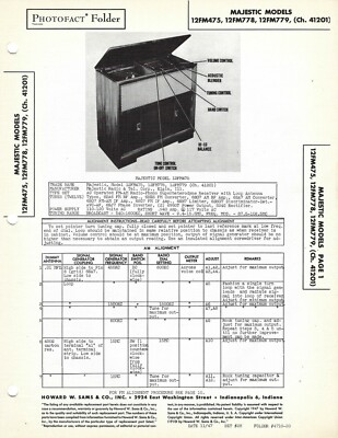 Sams Photofact Folder Schematic MAJESTIC Models 12FM475 12FM778 12FM779 ...