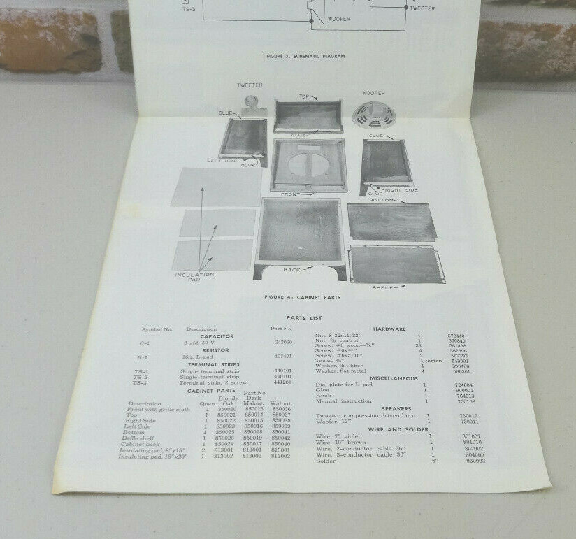 RARE ORIGINAL Allied Knight kit Speaker Assembly Instructions & Parts ...