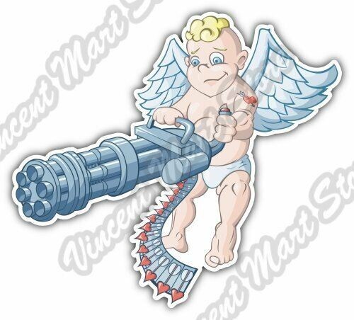 Cupid Love Attack Machine Gun Angel Car Bumper Window Vinyl Sticker ...
