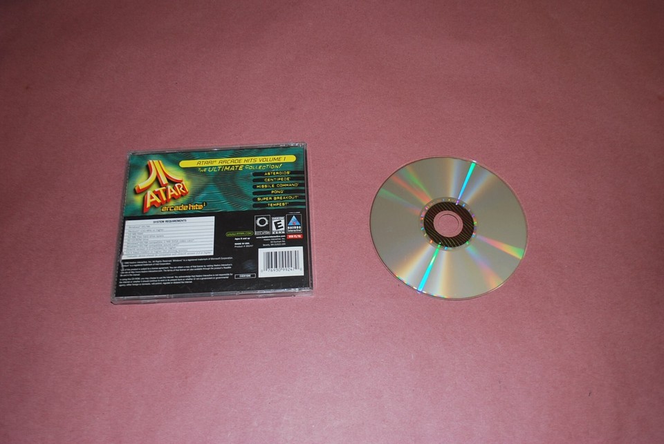 Atari Arcade Hits CD ROM Video Game PC Windows 95/98 Asteroids Pong ...