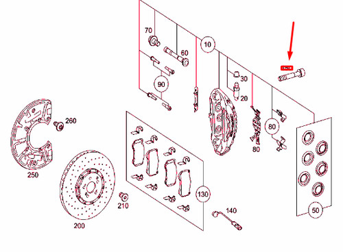 Mercedes-Benz C W205 AMG Front Brake Caliper Bolt A0039907905 Genuine ...