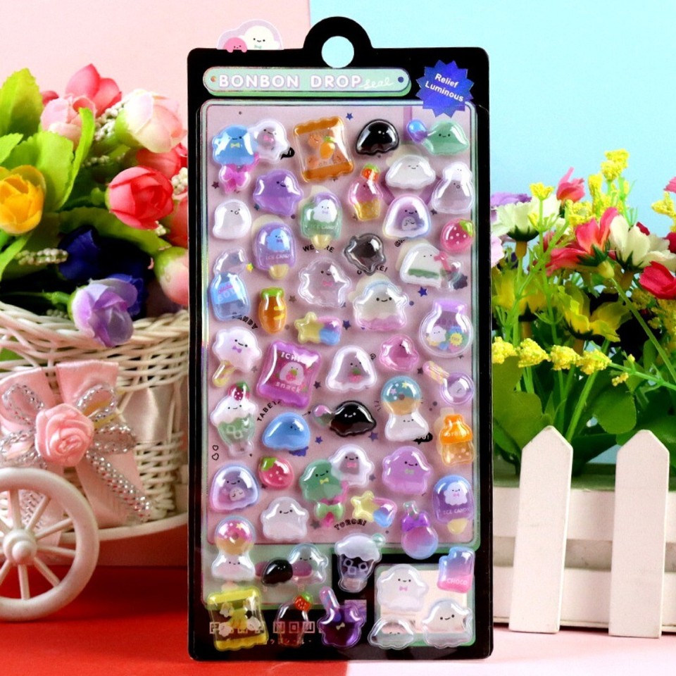 Transparent 3D Relief Stickers DIY Laptop Nail Sticker Scrapbook ...