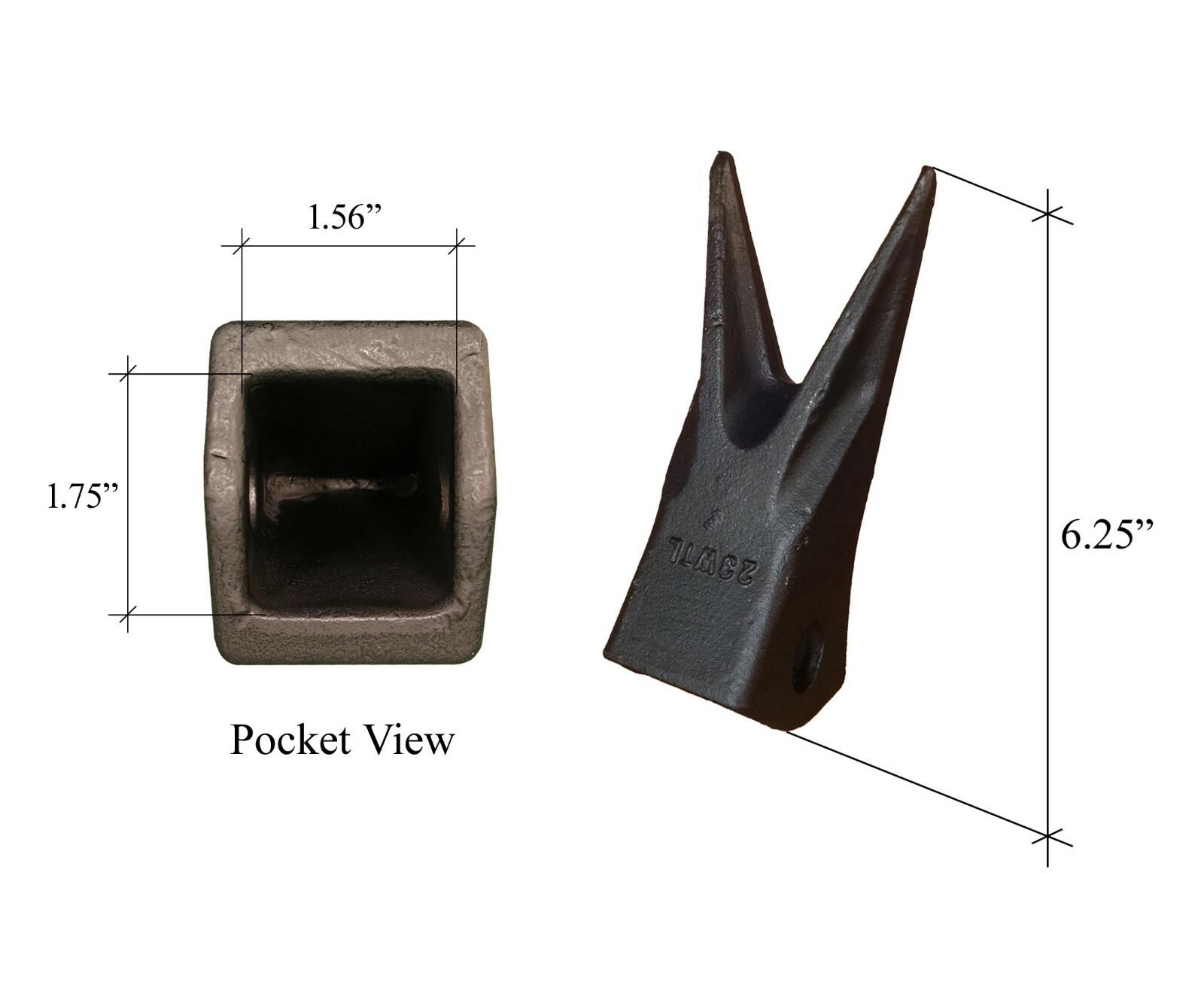 10 Backhoe, Excavator, Skid Steer Bucket Twin Tiger Rock Teeth- T230WTL ...