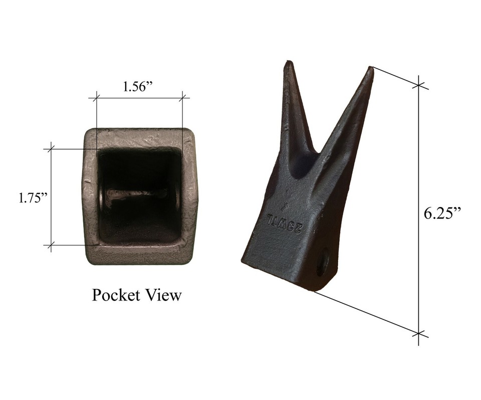 10 Backhoe, Excavator, Skid Steer Bucket Twin Tiger Rock Teeth- T230WTL ...