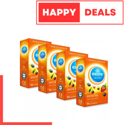 Condoms Natural Flavour EXURE Safe Pleasure Extra Fun Fruity -Discreet ...