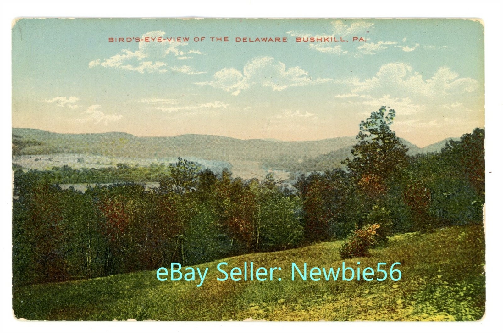 Bushkill PA - BIRDSEYE VIEW OF DELAWARE RIVER - Postcard Pocono ...