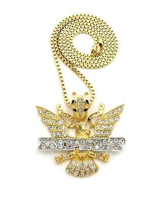 Stone Filled Two Tone Dipset Bird Pendant 30" Various Chain Necklace ...