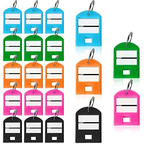 20 Pack Key Tags Plastic Key Labels Key Chain Tags with Ring and Label ...