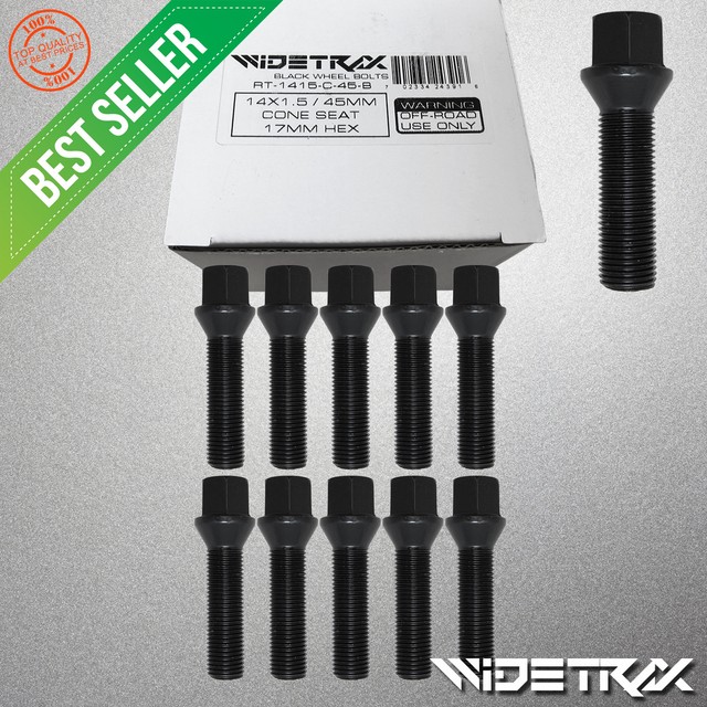 (10) 14x1.5 Black Wheel Lug Bolts Studs Locks 45mm Shank For Mercedes ...