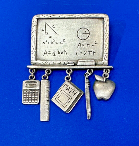 Math Teacher Chalkboard With Dangle Charms Pin Brooch Jj Jonette ...