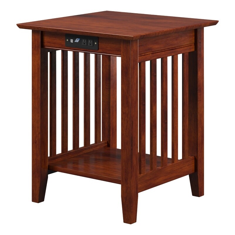 AFI Mission Solid Wood Printer Stand with USB Charging Station in ...