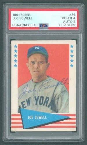 1961 Fleer Joe Sewell Autographed Card Auto PSA 8 Card PSA 4 New ...