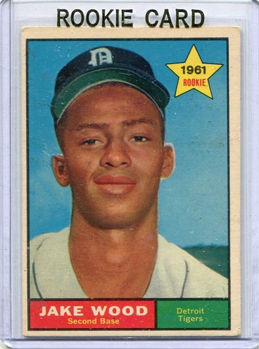 1961 Topps Baseball Card Jake Wood ROOKIE Detroit Tigers Spot on Back ...