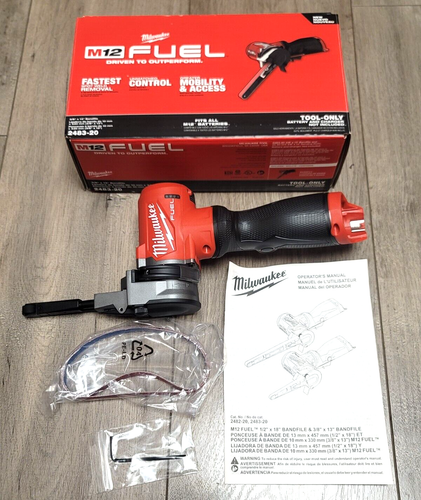 New! Milwaukee M12 FUEL 3/8 x 13" Bandfile, Reversible Belt Sander ...