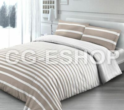 COMPLETO LENZUOLA letto francese RIGHE beige tortora 140x200 moderno | eBay