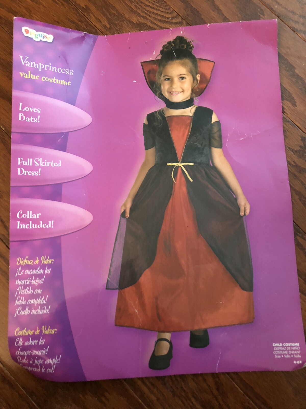 Vampire Princess Dress Up Halloween Costume Size 4-6x Pretend Play ...